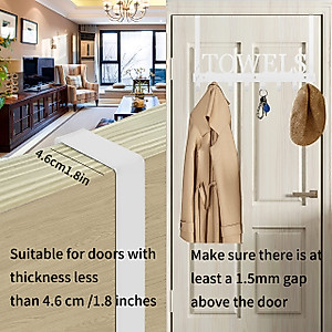 Over The Door Hooks, Towel Holder for Bathroom, Door Mount Towel Hanger Towel Hooks for Bathroom Kitchen Beach Towels Bathrobe Swimsuit Wall Mount Pool Towel Rack (White)