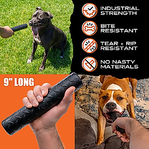 Monster K9 Indestructible Chew Stick - Lifetime Replacement - Medium & Large Breeds - Ultra Durable for Aggressive Chewers - Chew, Tug, & Fetch Dog Toy - Made in USA - 9in. x 1.75in.