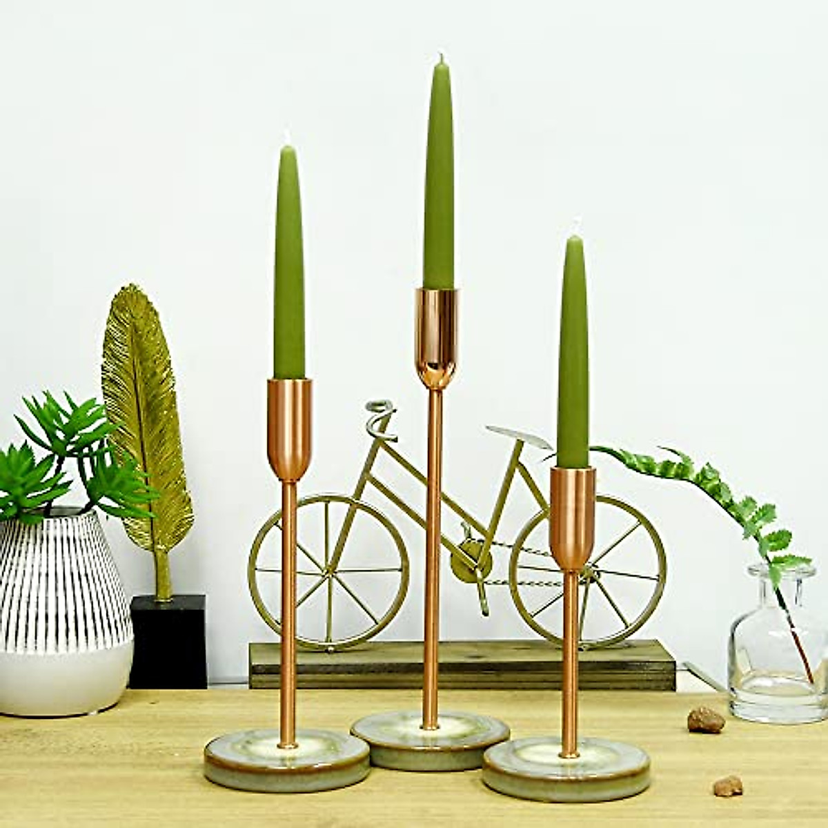 Zest Candle 12-Piece Taper Candles, 6-Inch, Sage Green