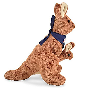 BOHS Plush Kangaroo with Australia Scarf and Removable Joey - Cuddly Soft Stuffed Mom and Baby Animals Toy- 11 Inches