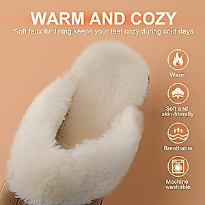 DREAM PAIRS Women's Sofie-05 House Slippers Indoor Fuzzy Fluffy Furry Cozy Home Bedroom Comfy Winter Cute Warm Outdoor Shoes Size 7.5-8, Chesnut