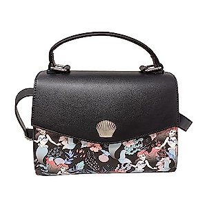 Loungefly Disney The Little Mermaid Ariel Allover Floral Print Crossbody Satchel Handbag Purse
