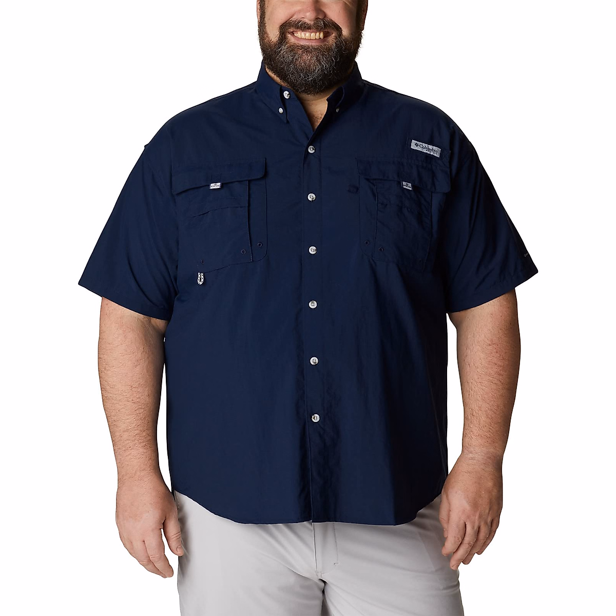 Columbia Men's Bahama II UPF 30 Short Sleeve PFG Fishing Shirt, Collegiate Navy, Large