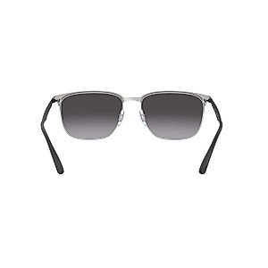 Ray-Ban RB3569 Square Sunglasses, Black On Silver/Light Grey Gradient Dark Grey, 59 mm