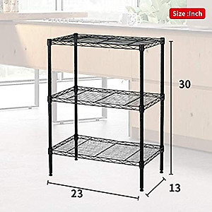 Storage Shelves Metal Wire Shelving Unit NSF Heavy Duty 3-Tier Height Adjustable Utility Steel Garage Shelving with Leveling Feet 23" L x 13" W x 30" H Sturdy Shelf Organizer Rack for Kitchen, Office