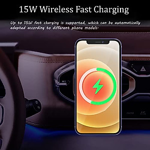 Wireless Car Charger, 15W Qi Fast Charging Auto Clamping Car Mount Magnetic 360 Degrees Rotation Dashboard Windshield Phone Holder (White)