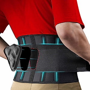 FEATOL Back Brace for Lower Back Pain Relief，Heavy Work Lifting, Sciatica, Herniated Disc with Ergonomically 3D Silicone Pad Men & Women L/XL
