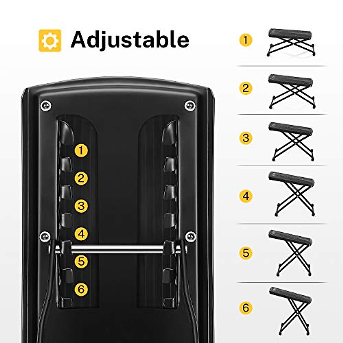 Donner Guitar Foot Stool Adjustable Guitar Leg Rest Step Footstool Black for Classical Guitar Player