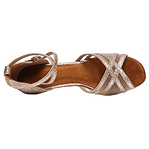 Women's Latin Dance Shoes Female's Ballroom Salsa Dance Shoes（E-Style Gold Size 6）