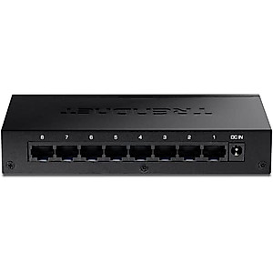 TRENDnet 8-Port Gigabit Desktop Switch, TEG-S83, 8 x Gigabit RJ-45 Ports, Ethernet Splitter, 16Gbps Switching Capacity, Fanless Design, Metal Enclosure, Lifetime Protection, Black
