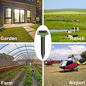 4PCS Animal Mole Repeller, Ultrasonic Mole Repellent Solar Powered, Mole Repeller, Outdoor Waterproof Solar Mole Control, Moles, Snakes, Gophers, Rats