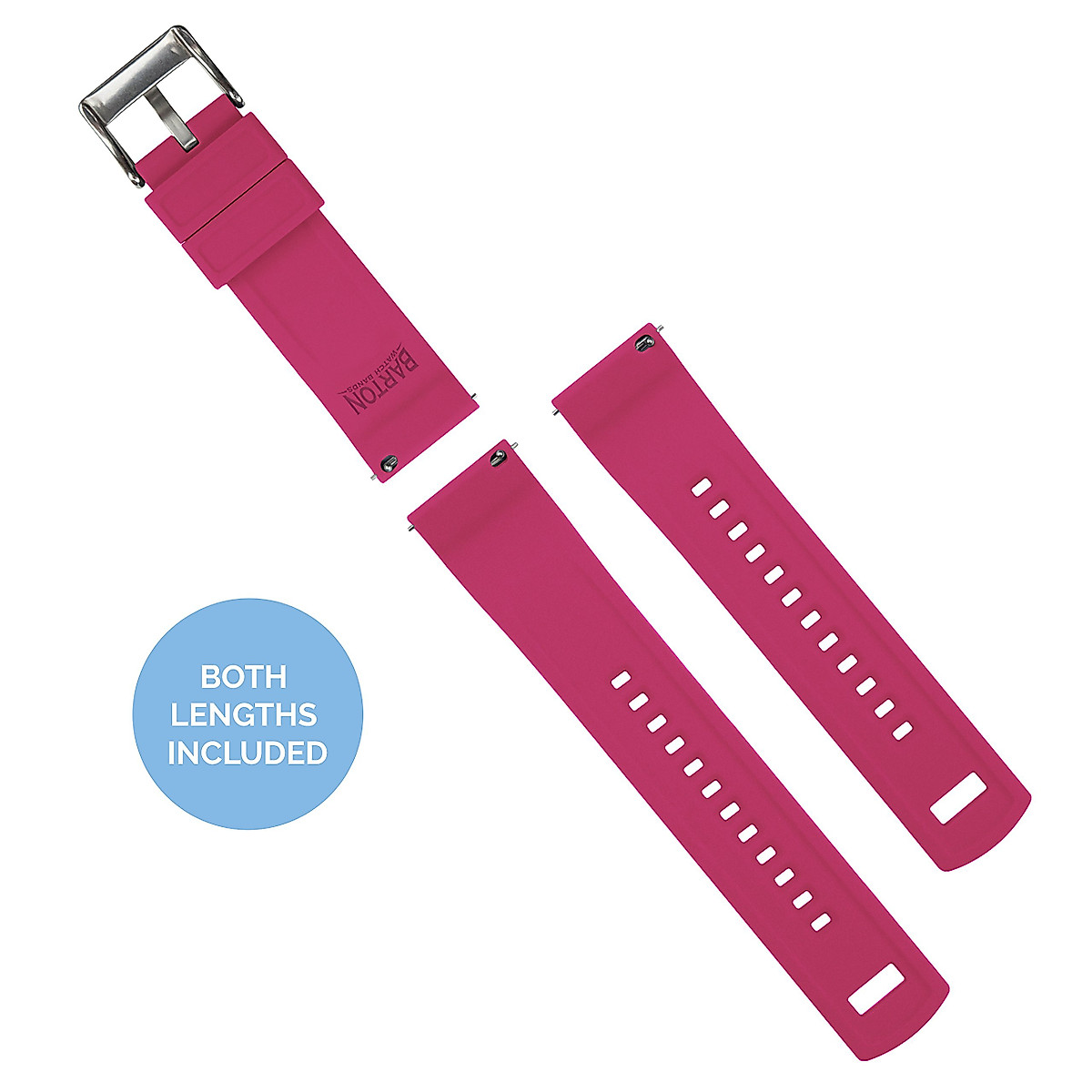 BARTON WATCH BANDS, 22mm Black/Pink - Elite Silicone Watch Bands - Quick Release - Choose Strap Color & Width