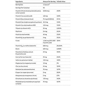 Bariatric Advantage Ultra Solo with Iron Daily Multivitamin for Gastric Bypass Surgery and Sleeve Gastrectomy Patients, Includes Vitamin B12, C, D, K, Thiamin and Copper - 90 Count
