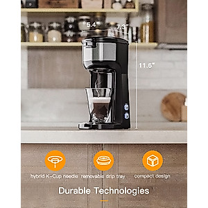 Single Serve Coffee Maker Brewer for K-Cup Pod & Ground Coffee Thermal Drip Instant Coffee Machine with Self Cleaning Function, Brew Strength Control