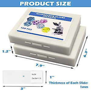 Prolee 200 Packs Microscope Slides, 100 Plants & 100 Animal Tissues Includes Labels and Case for Biological Science Education