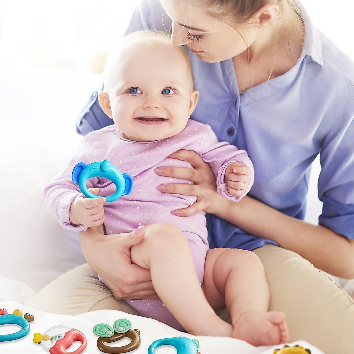 Baby Toys Baby Rattles 13 pcs, Baby Teething Toys, Teething Toys for Babies, Infant Shaker, Teether, Grab and Spin Rattles, Newborn Toys for 0, 3, 6, 9, 12 Months Baby Girls Boys