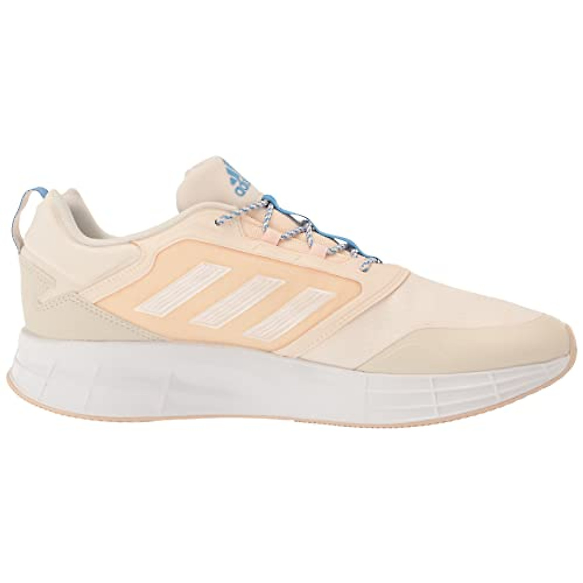 adidas Women's Duramo Protect Running Shoe, Wonder White/Zero Metallic/Pulse Blue, 8.5