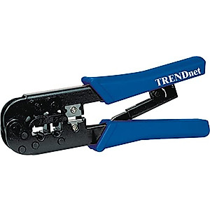 TRENDnet Crimping Tool, Crimp, Cut, And Strip Tool, For Any Ethernet or Telephone Cable, Built-In Cutter And Stripper, 8P-RJ-45 And 6P-RJ-12, RJ-11, All Steel Construction, Black, TC-CT68