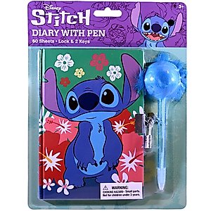 Moptrek with Lock & Keys and Pom Pen, Stitch Diary for Kids, Stitch Stationery Birthday Parties