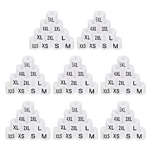 Balacoo Clothes Hanger Size Markers, 100Pcs Garment Size Markers Kit for Retail, at Home Hangers, Closet Organization 10 Size White 1X1CM