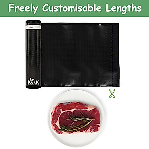 KVSK Black Clear Vacuum Seal Rolls Bags - 11" x 16.4 ' 3 Pack, 3.6mil+10mil Thickened Commercial Grade Roll For Food Storage, BPA Free & Prevent Freezer Burns