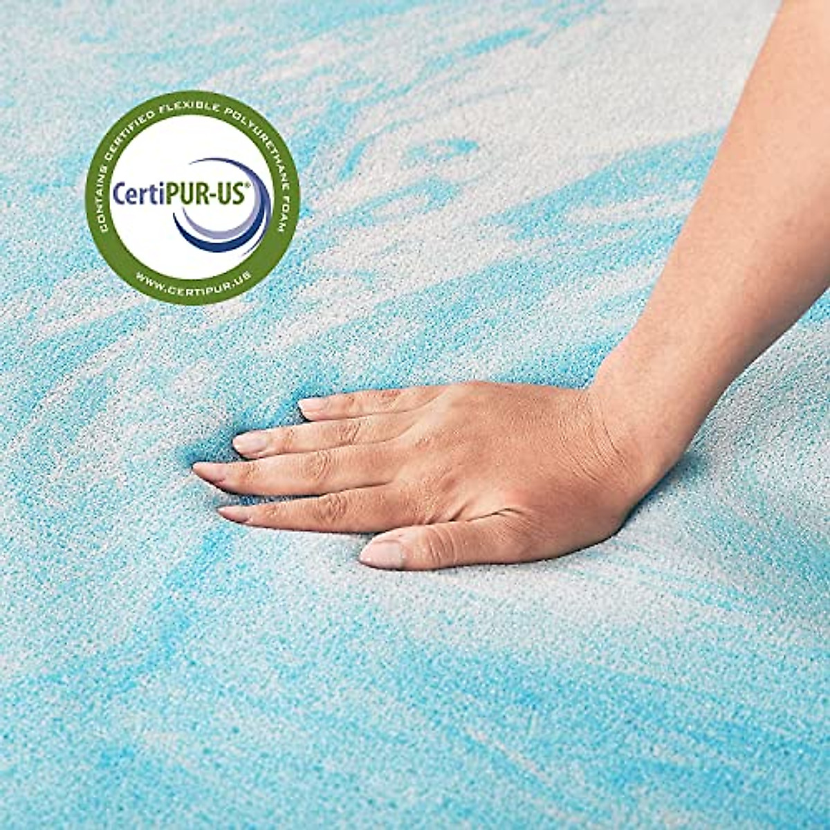 Irvine Home Collection King Size 3" Swirl Cooling Gel Infused Memory Foam Mattress Topper, CertiPUR-US, Breathable, Plush, Pressure Relief, Blue