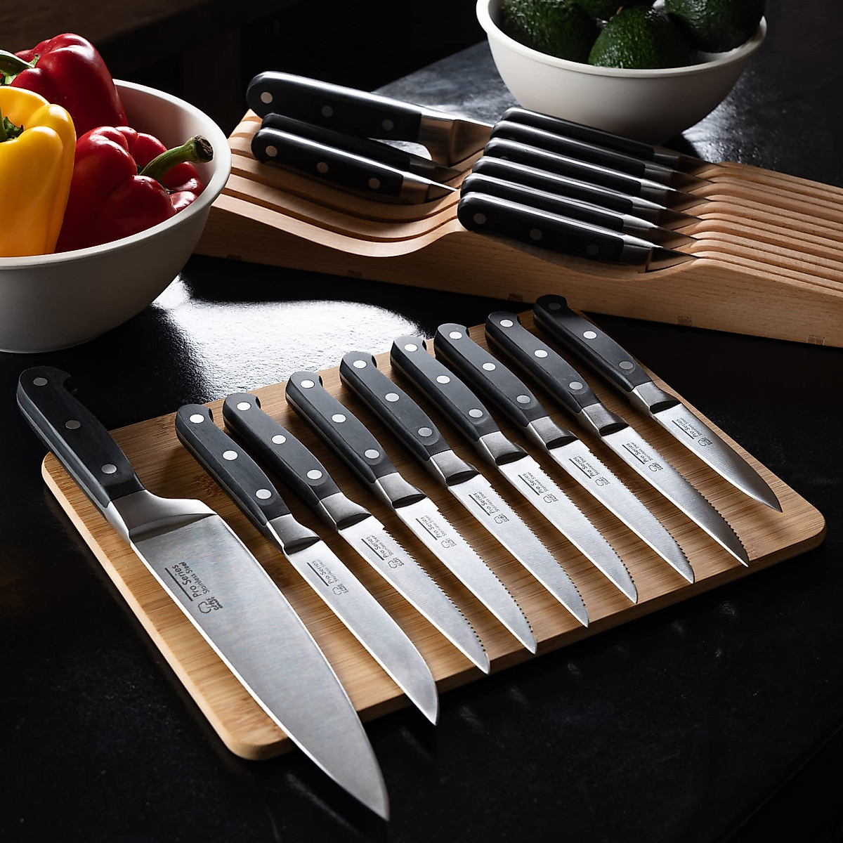 Chef Craft Pro Series Knives, 9 Piece Set, Stainless Steel/Black