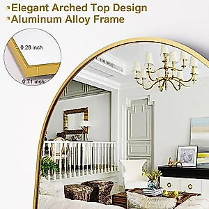HARRITPURE 64"x21" Arched Full Length Mirror Free Standing Leaning Mirror Hanging Mounted Mirror Aluminum Frame Modern Simple Home Decor for Living Room Bedroom Cloakroom, Gold