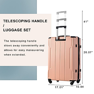 Merax Suitcases With Wheels Lightweight Carry-On Luggage, TSA Lock and Reinforced Corners, 24 Inch Checked-Medium Suitcases (Pink) …