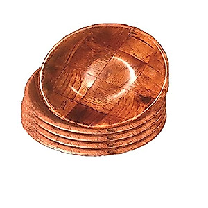 Wooden Woven Salad Bowl, Woven Wood Snack Bowls 6"-Inch, Set of 6 .,