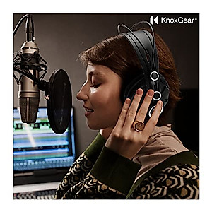 Knox Gear TX-100 Closed-Back Studio Monitor Headphones, Noise-Isolating Headphones for Gaming PC, Over Ear Wired Headphones for Recording & Music Production, Black Headphones, Studio Headphones