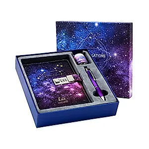 CAGIE Starry Constellation Lock Diary Set Gift Box with Pen & Tapes for Kids Girls Boys Women Combination Lock Journal Notebook Best Luxury Travel Writing Diary for Anniversary Birthday Holiday （Leo）