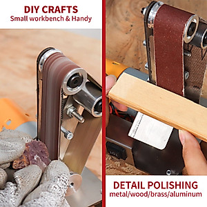 Electric Belt-Sander Polishing-Grinding Knife Sharpener, 7 Speed Adjustable Mini Power Sanding Machine Bench Grinder 13x1.2inch Belts For DIY Model Crafts Jewelry Making, Wood Metal Working