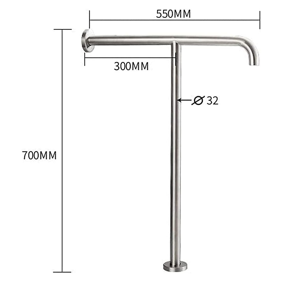 Grab Bar Bath Bathroom Rails, Stainless Steel Anti-Slip Safety Support Handle Shower Elderly Child Toilet Kitchen Anti-Slip Handrail
