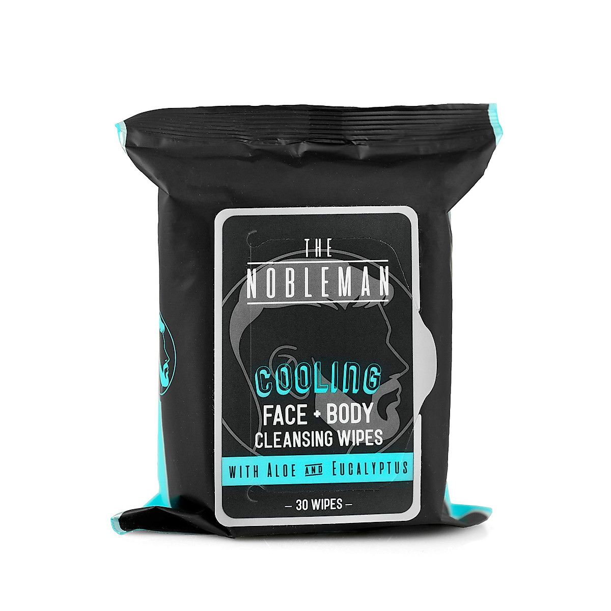 The Nobleman Men's Cooling Face + Body Cleansing Wipes, Eucalyptus - 30 Count