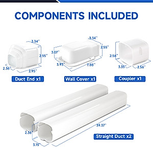 Cestluck 3'' 7.5 Ft Mini Split Line Set Cover, PVC & PP Line Cover Set Universal for Mini Split AC & Central AC