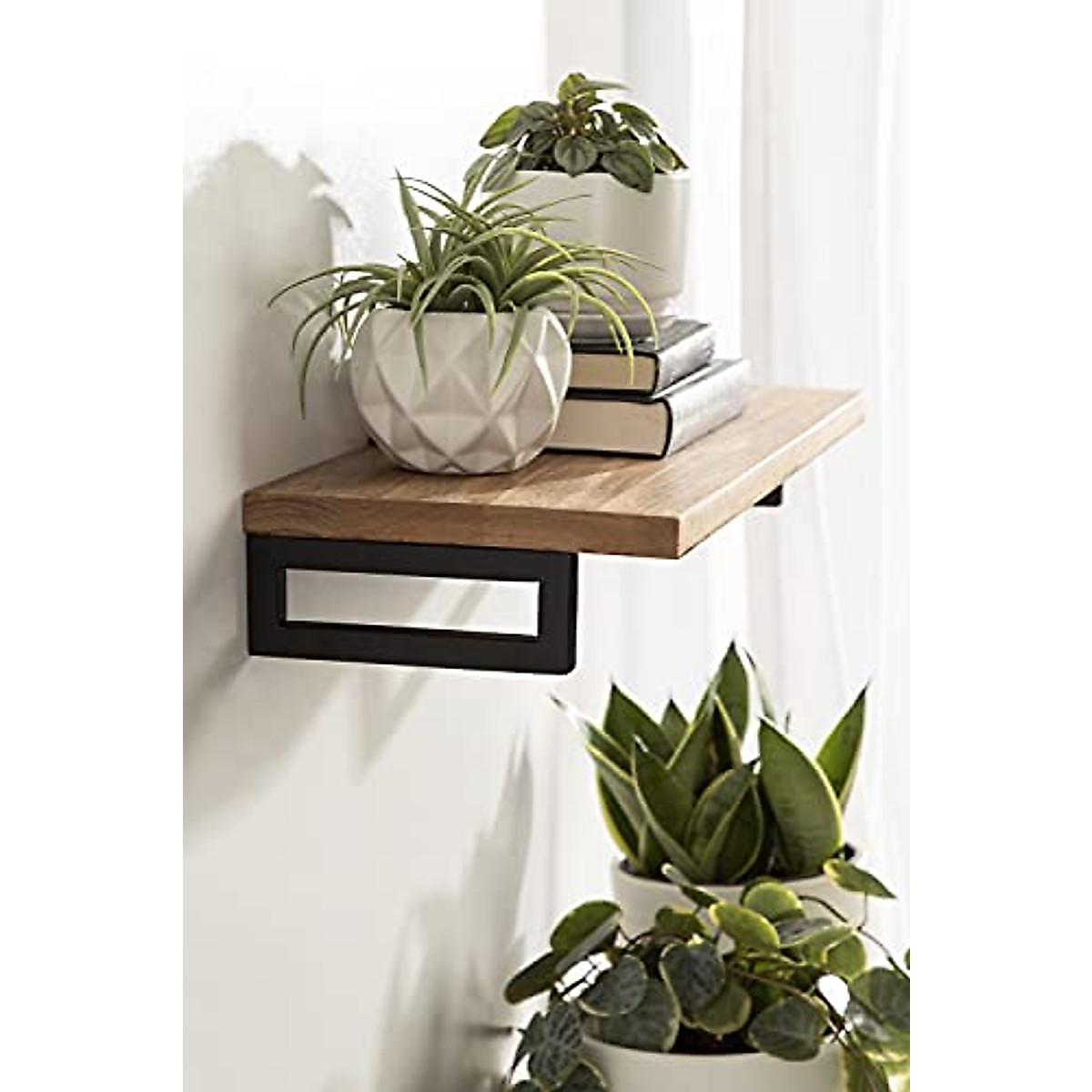 Kate and Laurel Lankford Modern Wood Wall Shelf, 24, Natural Wood and Black, Decorative Shelf for Storage and Display