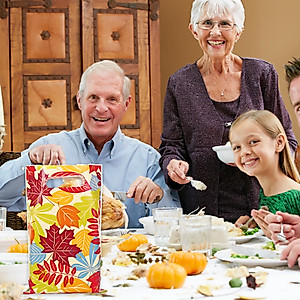 Whaline 50Pcs Fall Party Favor Bags Plastic Treat Bags with Handles Maple Leaves Decorative Goodie Candy Bags for Autumn Thanksgiving Party Gift Wrapping Supplies