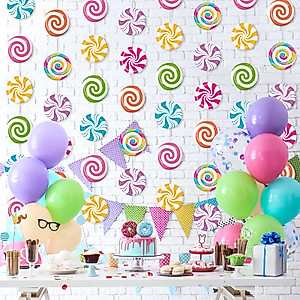 Capoda 8 Pieces Candy Party Decorations Candyland Paper Garlands Candy Paper Cutouts Lollipop Garland Banner Sweet Candy Hanging Decor for Candy Birthday Theme Party Supplies