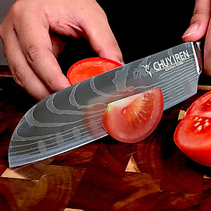 CHUYIREN Chef Knife Set of 8, Professional Kitchen Knife Set for Daily Use, High Carbon Steel Culinary Knives Set for Household Blade Length Varies From 3.5 Inches to 8 Inches, Blue, Valentines Day