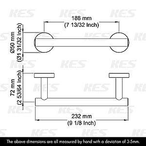 KES 6.7 Inches Matte Black Hand Towel Bar Bathroom Towel Holder Kitchen Dish Cloths Hanger SUS304 Stainless Steel RUSTPROOF Wall Mount, Total Length 9.1 Inch, A2000S23-BK