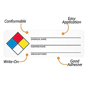 SmartSign Roll of 500 NFPA Paper Mini Labels with Chemical Name, Hazard Labels in Dispenser Box | 1" x 3" Matte Paper, Write-On