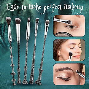 Wand Makeup Brushes Set, WeChip Make Up Brush Set Gifts for Women Girls 5pcs(Silver)