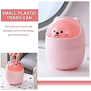 Cabilock Desktop Garbage Bin with Lid Lovely Mini Trash Bin Desktop Trash Container Cartoon Garbage Can Container for Home Office