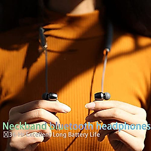 IKXO Neckband Bluetooth Headphones Noise Cancelling Headset with Mic Wireless Earbuds 5.0 CVC 8.0 Waterproof Sport Earphones for Running Driving Working Compatible