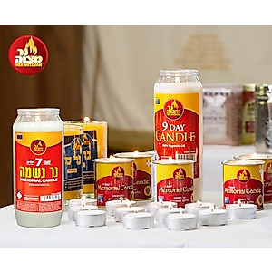 Ner Mitzvah 7 Day Yartzeit Candle - Kosher Yahrtzeit Memorial and Yom Kippur Candle in Plastic Holder