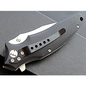 Eafengrow EF339 Folding Knife D2 Blade and G10 Handle with Clip Folding Camping Knives Outdoor Pocket Knives (black)