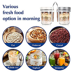 Xigugo Overnight Oats Container with Lid and Spoon,Overnight Oats Jars, 106 oz Cereal, Milk, Vegetable and fruit Salad Storage Container with Measurement Marks (grey2)