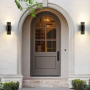 APOTO Dusk to Dawn Outdoor Wall Light Fixture,11W LED Up and Down Porch Light,3000K|4000K|5000K Exterior Wall Sconce Wall Mount,Aluminum Wall Lamp,IP44 Waterproof Outside Lights for House Front Door