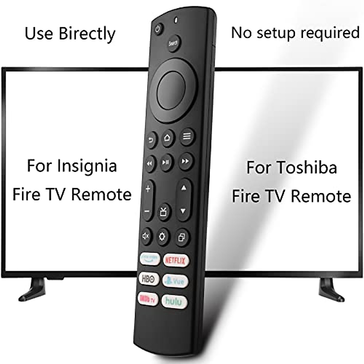 Replacement Remote for All Toshiba Fire TVs and Insignia Fire/Smart TVs with 6 Shortcut Buttons Netflix, Prime Video, ImdbTV, Hulu and More.